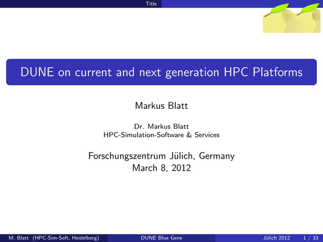 DUNE on current and next generation HPC Platforms | PPT