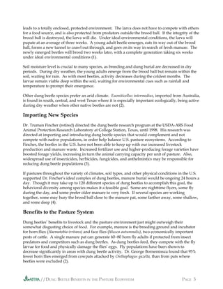 Dung Beetle Benefits in the Pasture Ecosystem | PDF