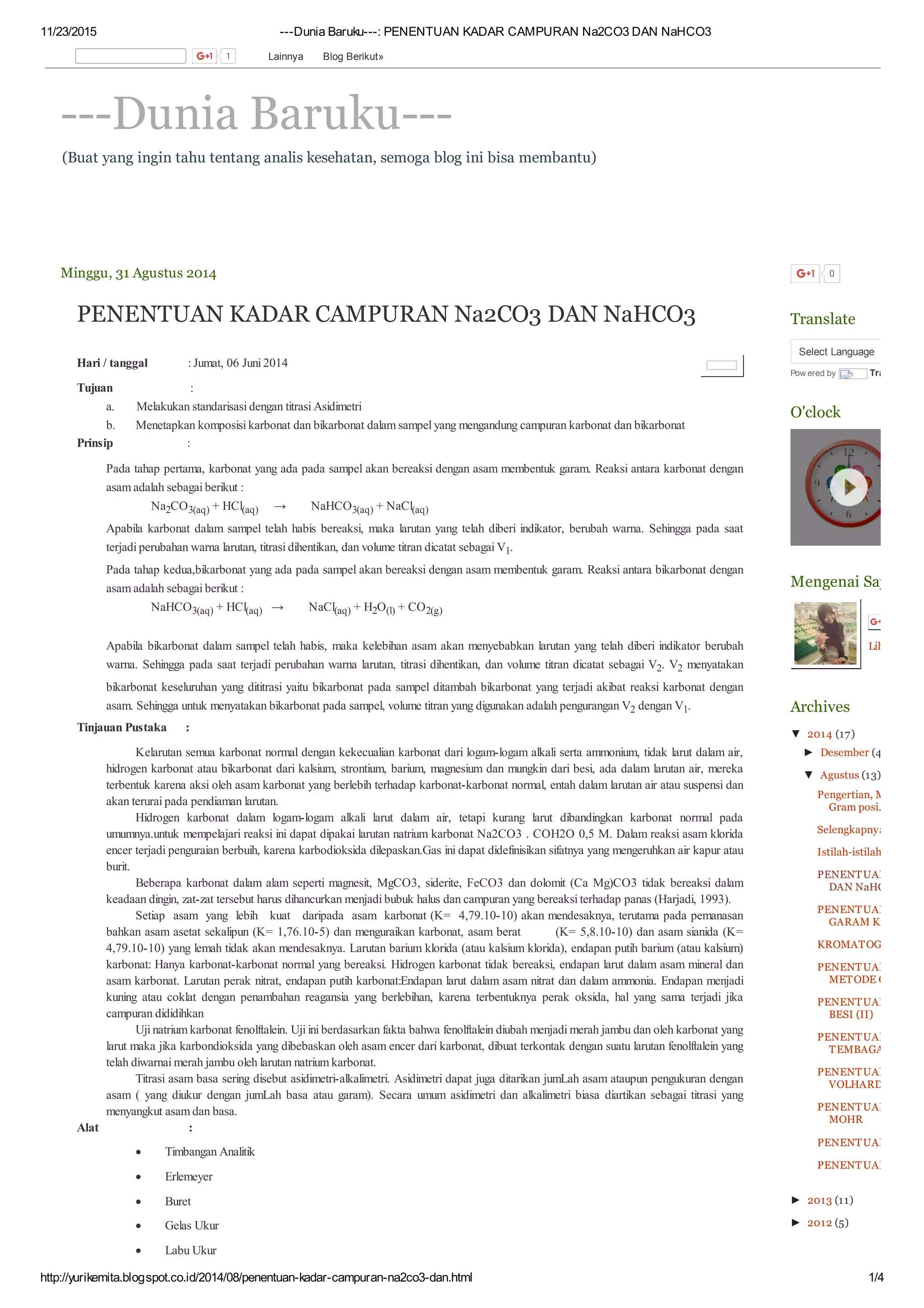 --Dunia baruku--- penentuan kadar campuran na2-co3 dan nahco3 | PDF