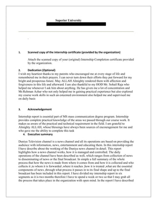 Dunya Television internship report | DOC