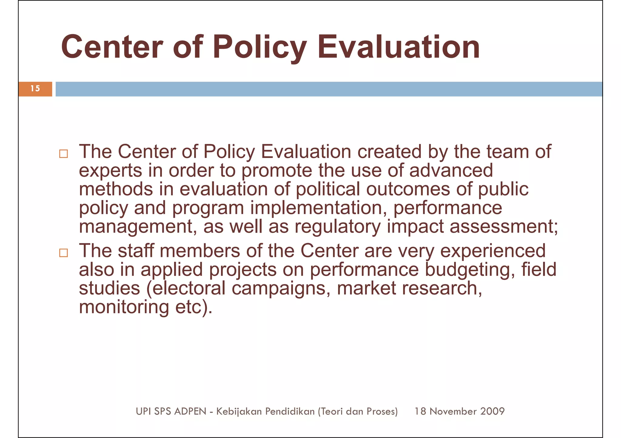 Policy Analysis: Evaluating Policy Performance | PDF