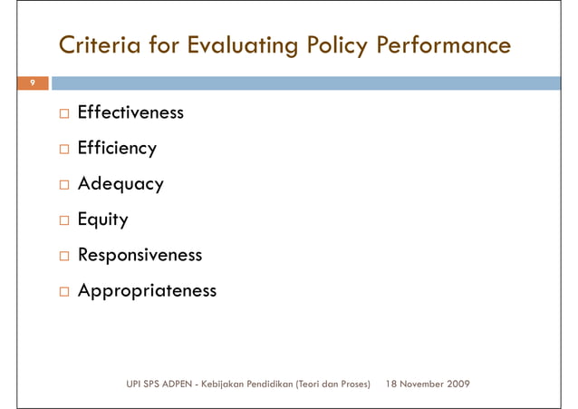 Policy Analysis: Evaluating Policy Performance | PDF