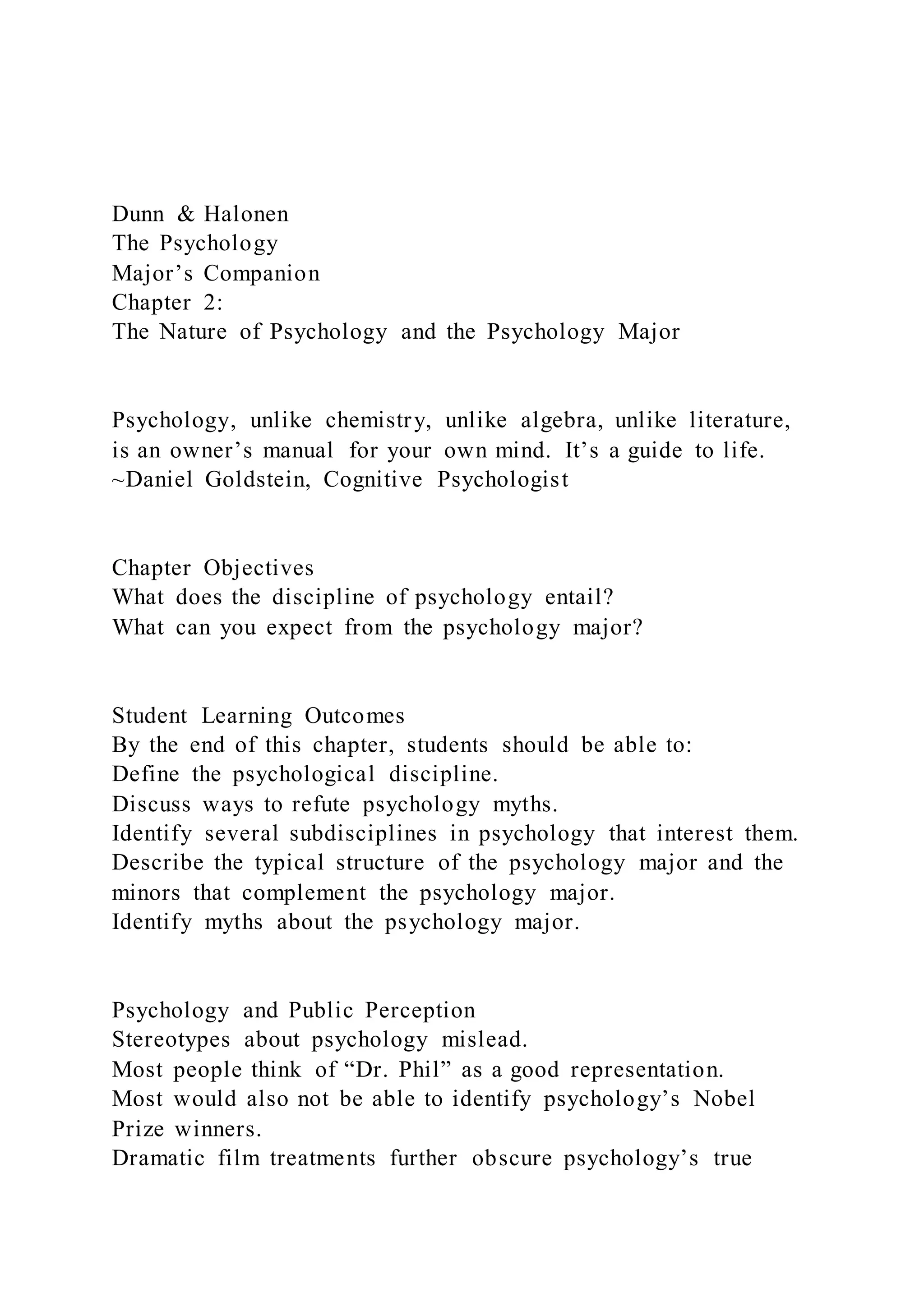 Dunn & HalonenThe PsychologyMajor’s CompanionChapter 2T | DOCX