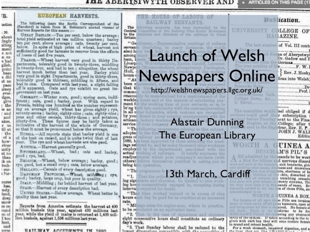 Presentation for Launch of Welsh Newspapers Online