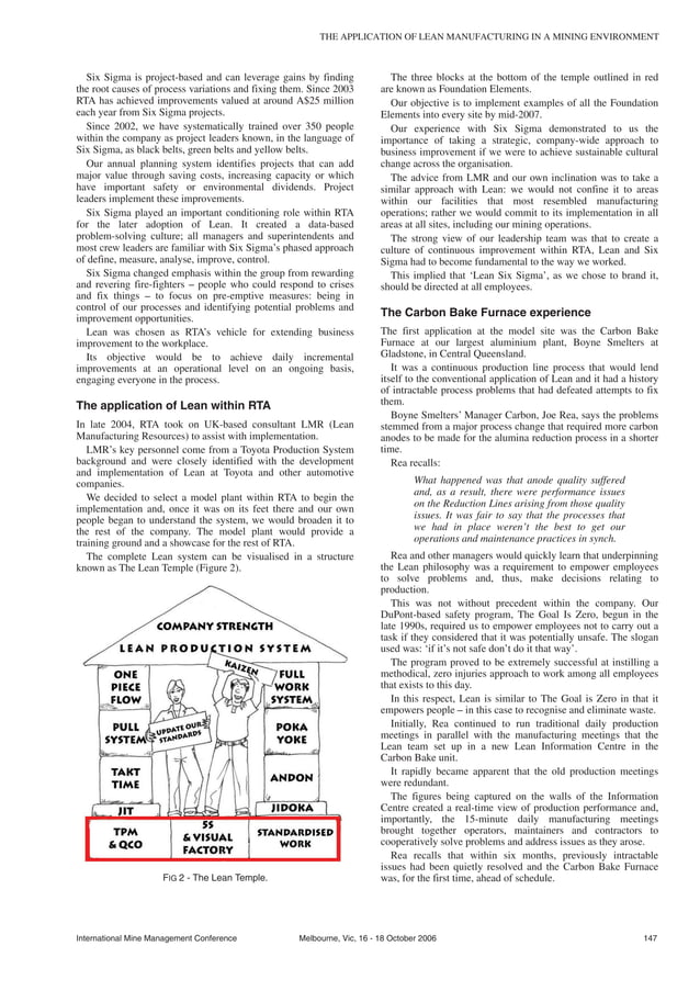 Dunstan Lean thinking Applied to Mining Operations | PDF | Manufacturing Industry | Industries