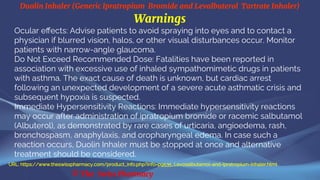 Duolin Inhaler (Generic Ipratropium Bromide and Levalbuterol Tartrate ...