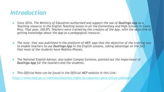 Duolingo app as a resource to english teaching and learning | PPTX