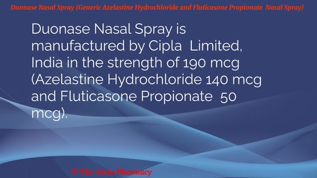 Duonase Nasal Spray (Generic Azelastine Hydrochloride and Fluticasone ...