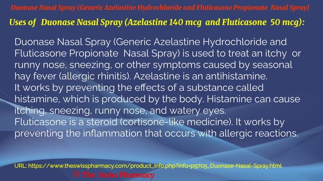 Duonase Nasal Spray (Generic Azelastine Hydrochloride and Fluticasone ...