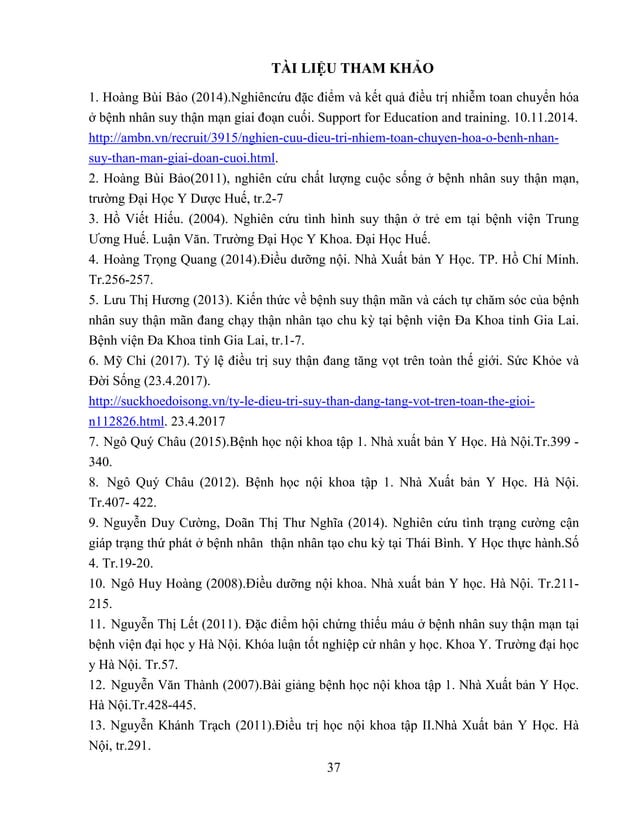 Đề tài: Sự tuân thủ điều trị của bệnh nhân suy thận mạn ở khoa Nội | PDF