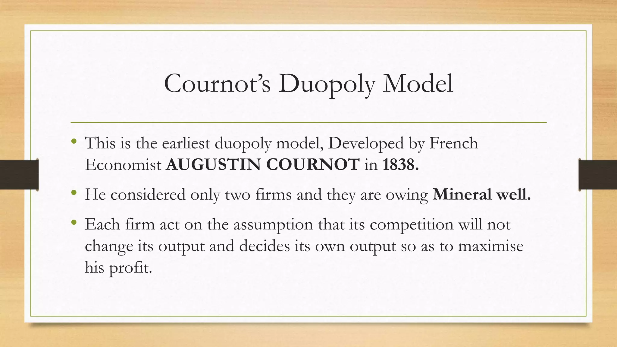 Cournot's Duopoly model | PPTX