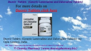 Duovir Tablets (Generic Lamivudine and Zidovudine Tablets) | PPT