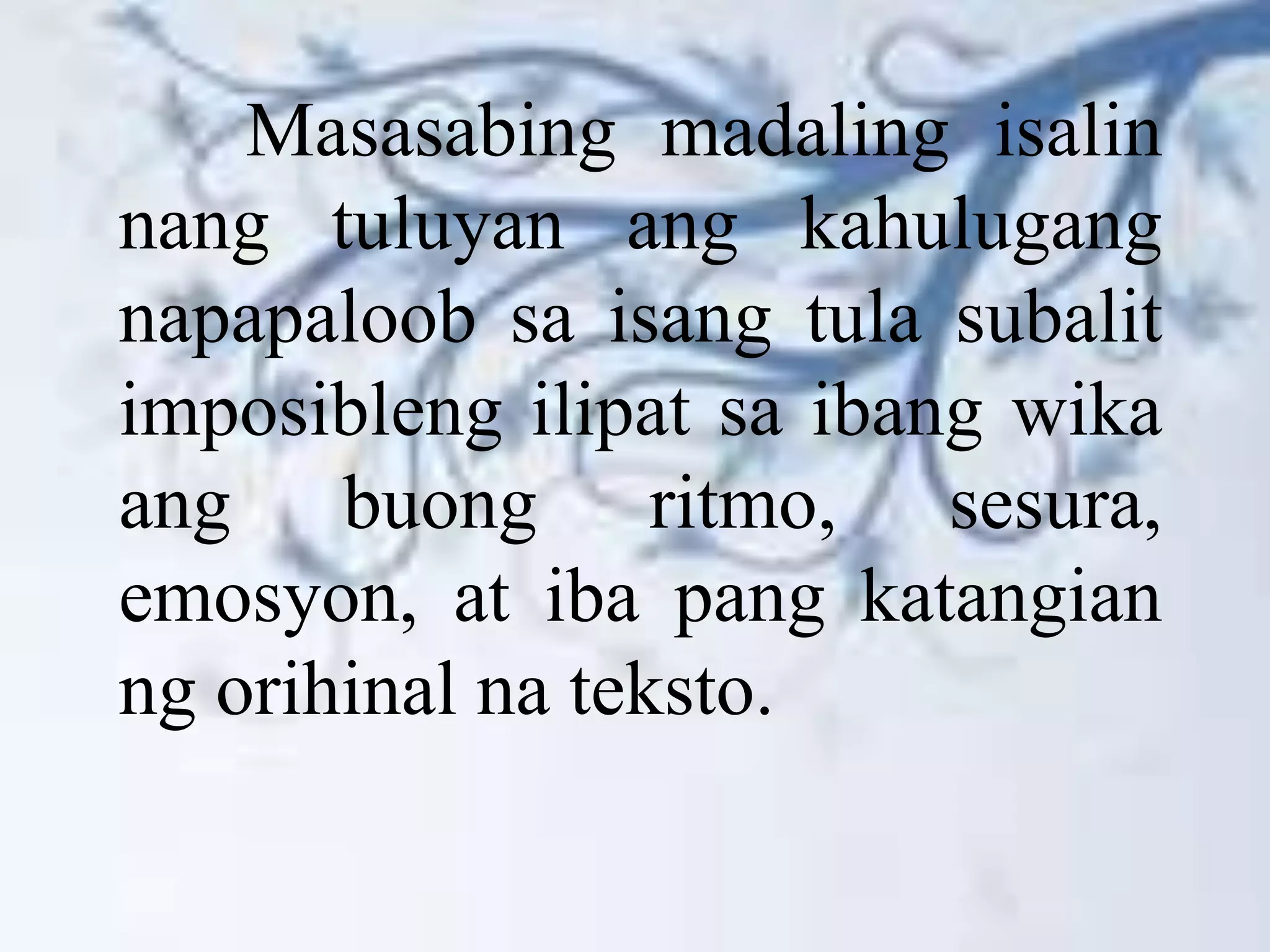 Pagsasaling-Wika: Poesya o Tula | PPTX