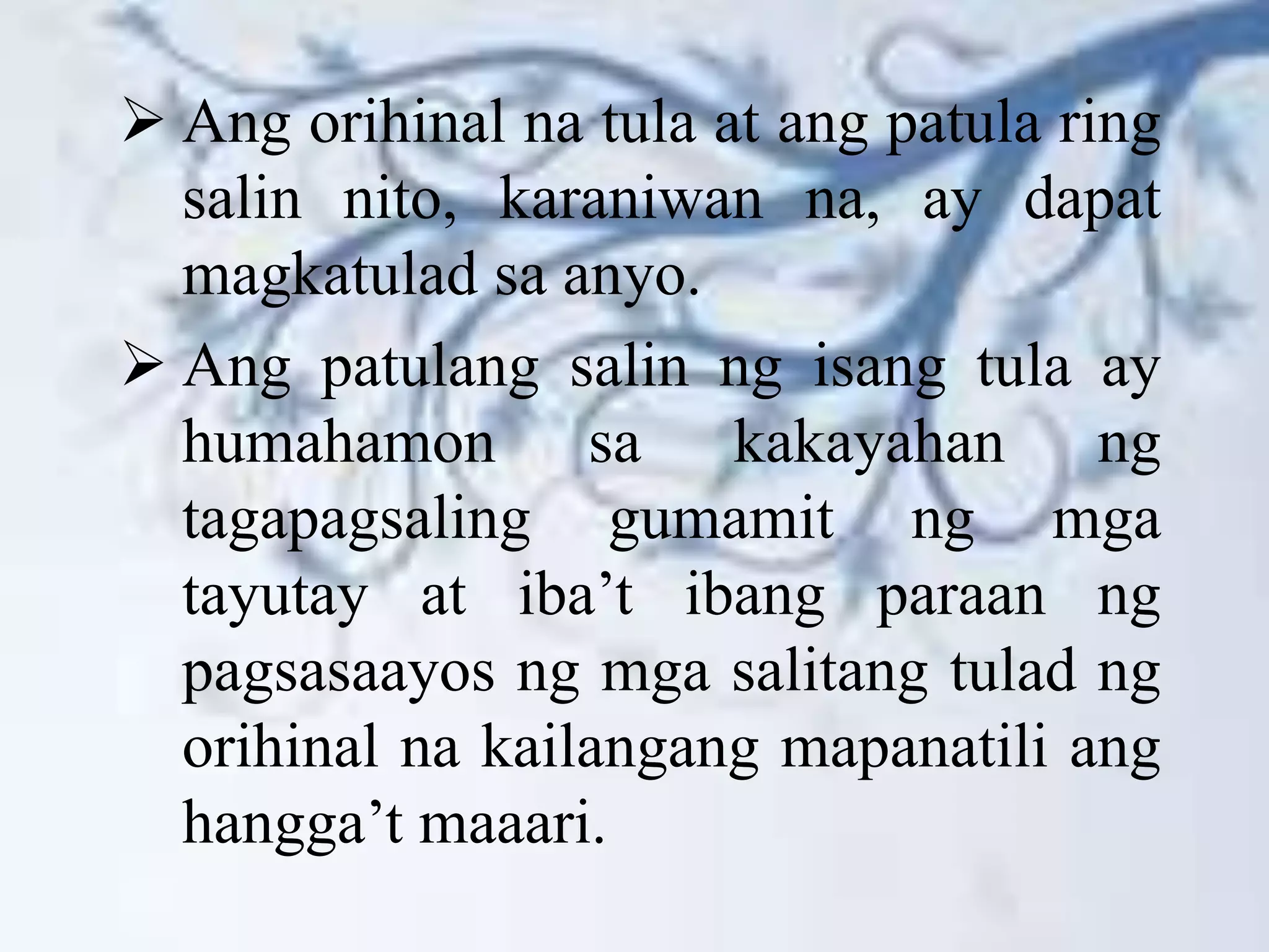 Pagsasaling-Wika: Poesya o Tula | PPTX