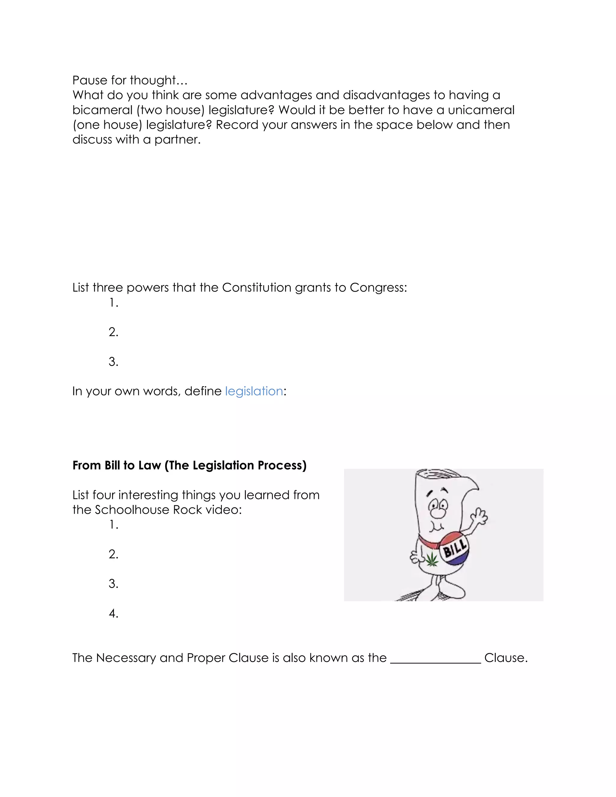 The Legislative Branch (Guided Notes) | PDF