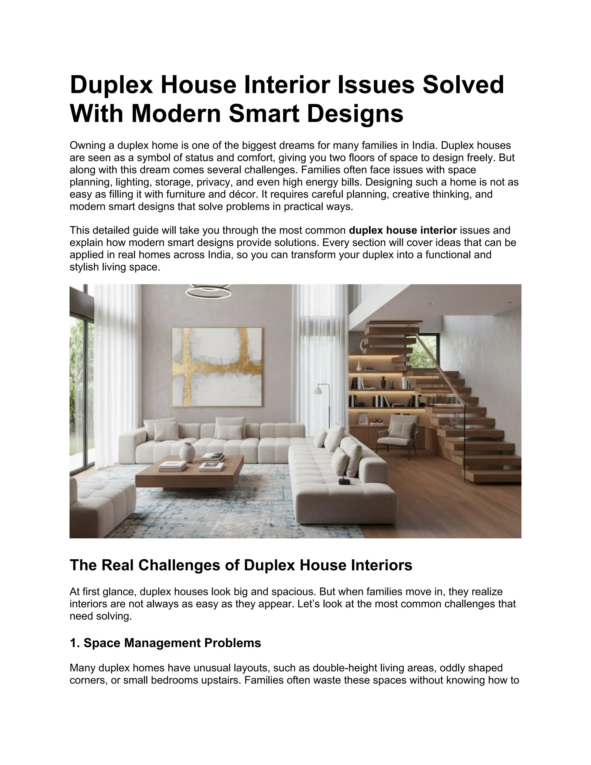 Duplex House Interior Issues Solved With Modern Smart Designs.docx
