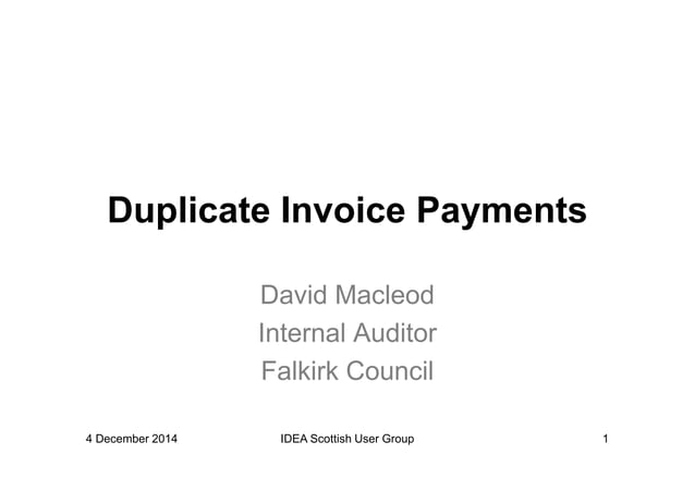 IDEA to Detect Duplicate Invoice Payments | PDF