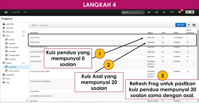 TEKNIK DUPLICATE UNTUK SUNTING KUIZ FROG VLE | PPTX