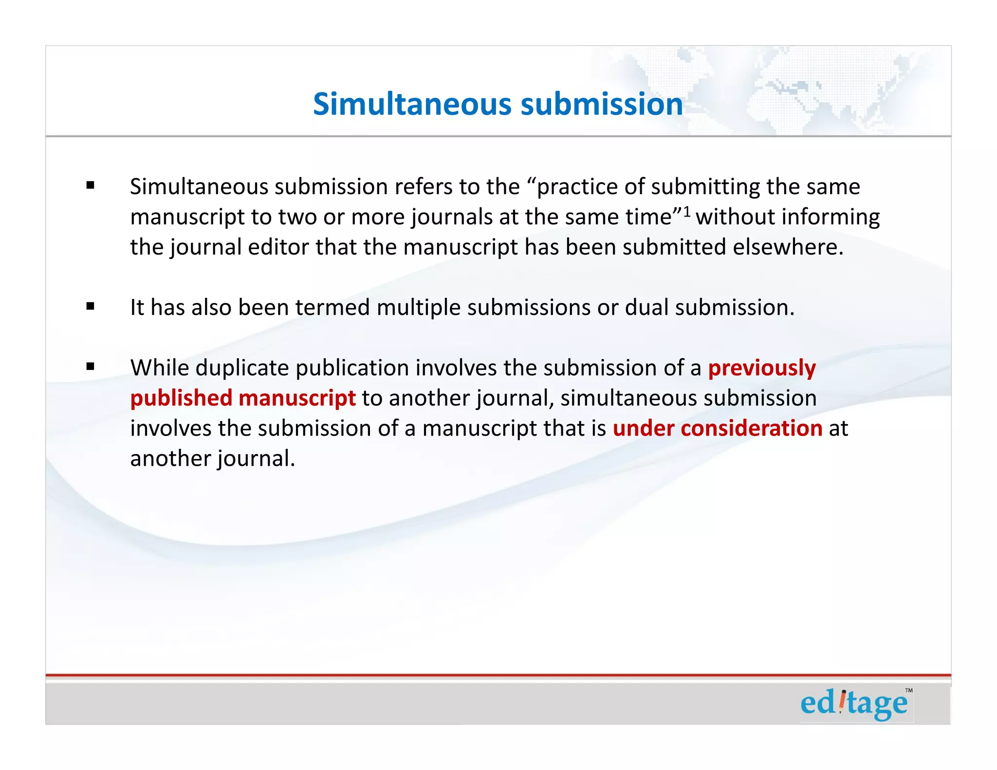 Duplicate publications and simultaneous submissions | PDF