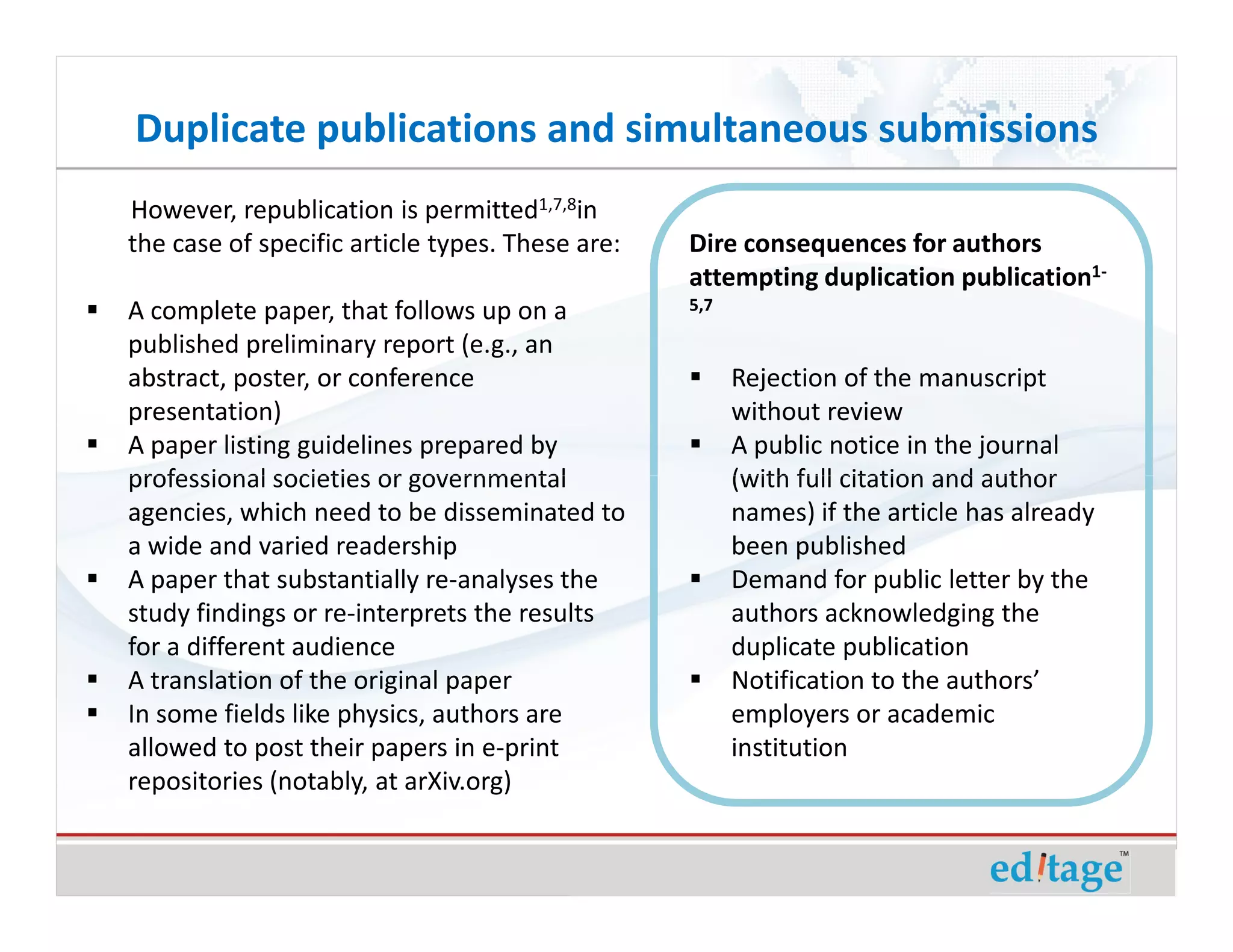 Duplicate publications and simultaneous submissions | PDF