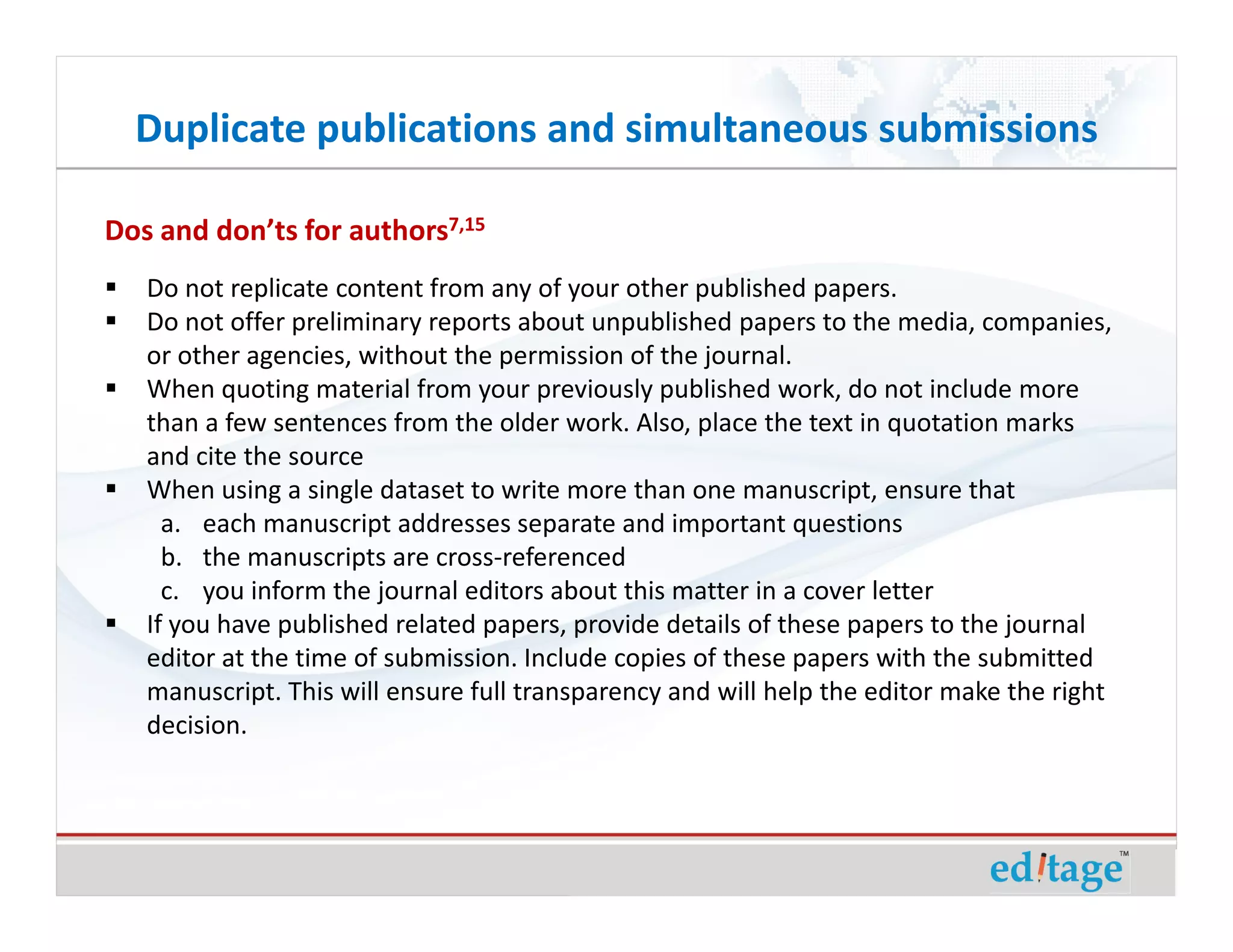 Duplicate publications and simultaneous submissions | PDF