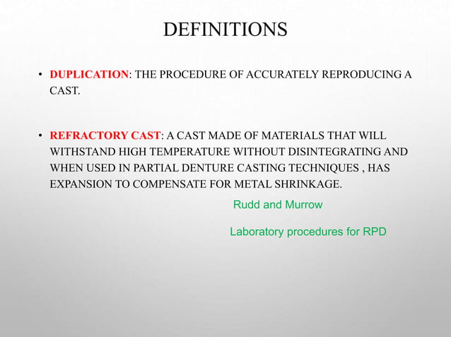 Duplication and wax up in rpd | PPT | Chemistry | Science