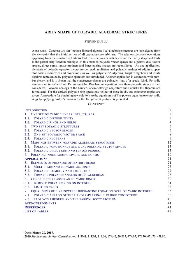 Arity shape of polyadic algebraic structures | PDF