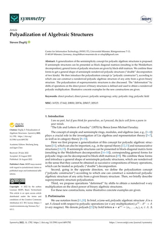 Steven Duplij, Polyadization of Algebraic Structures, Symmetry 2022, 14(9), 1782 | PDF