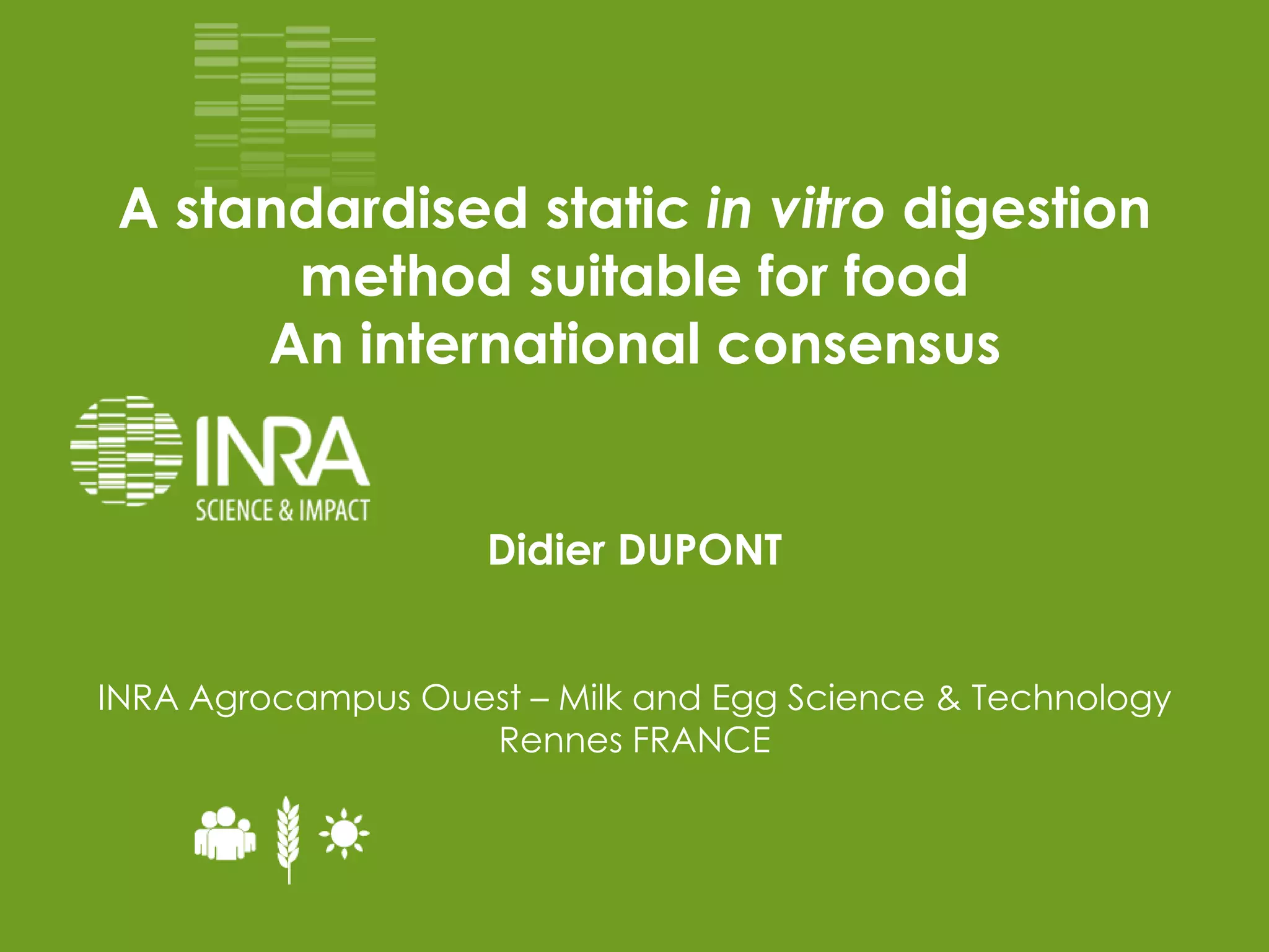 Static in vitro digestion method - INFOGEST, 2015 | PDF