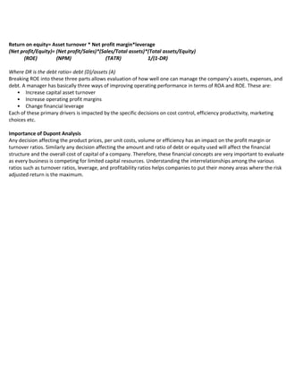 Du pont analysis | DOCX