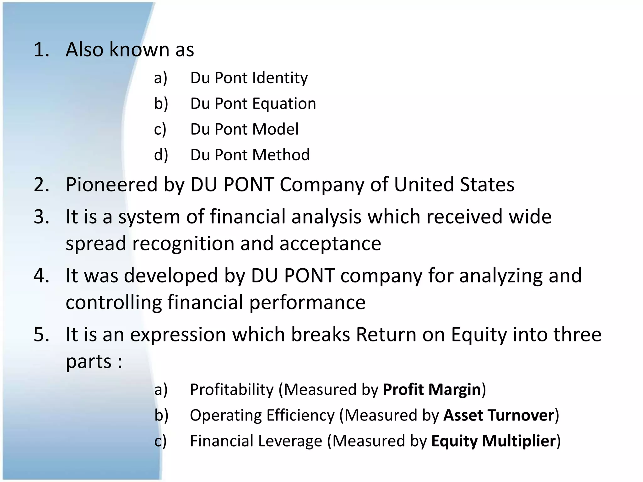 Du Pont Analysis | PPTX