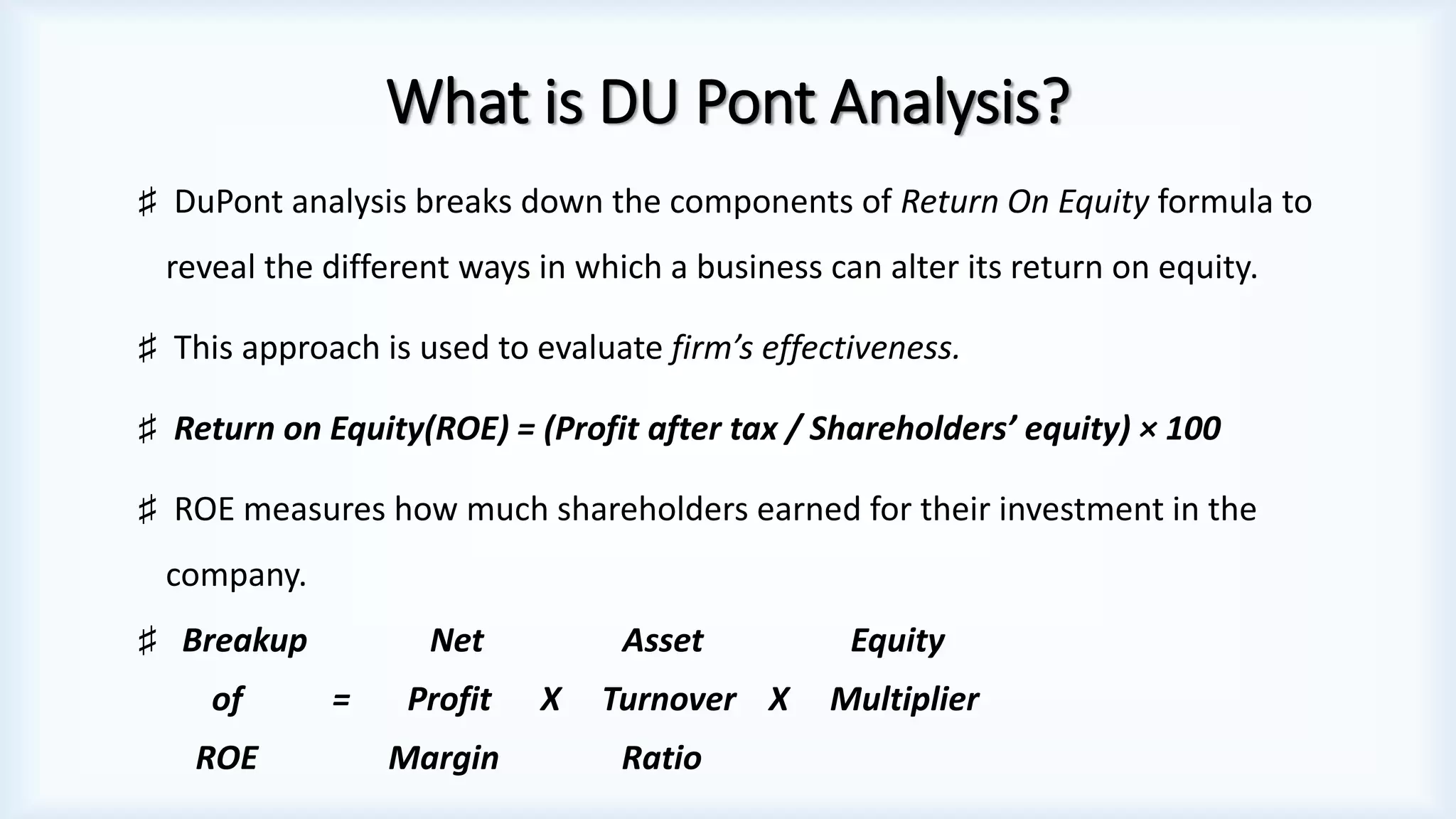 Du pont analysis | PPT