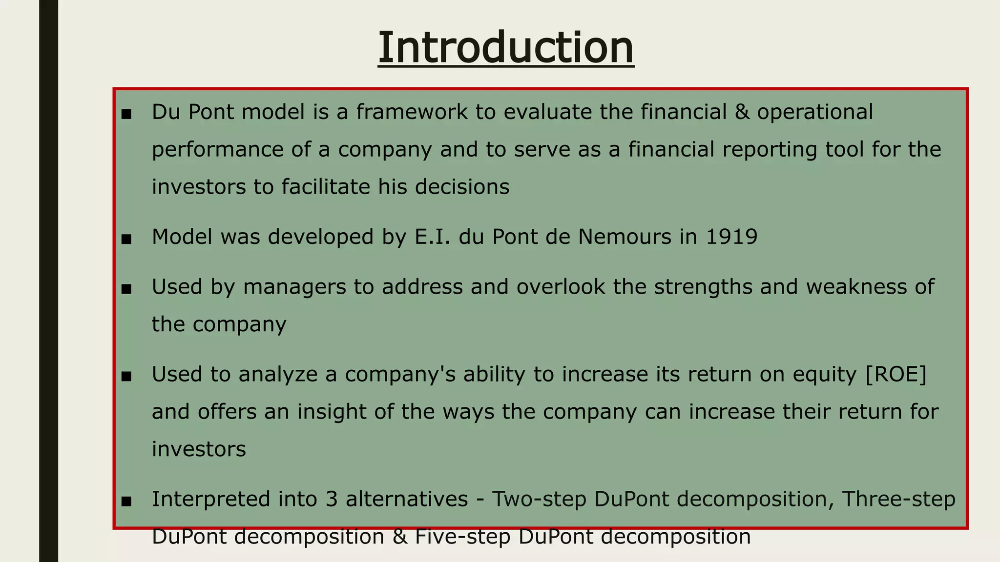 Du pont analysis | PPTX