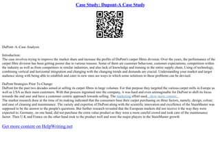 DuPont Case Analysis Essay | PDF