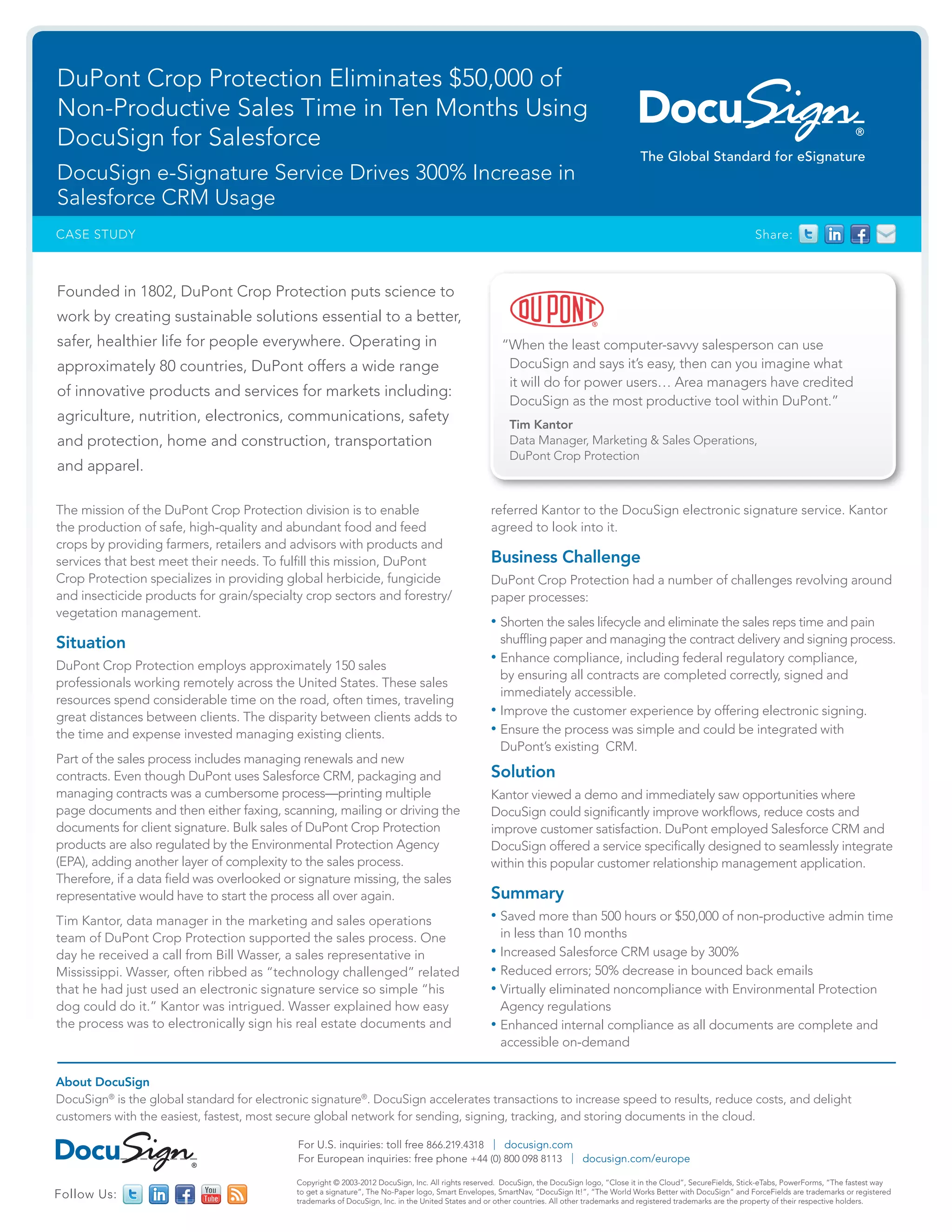 Dupont DocuSign use case study | PDF