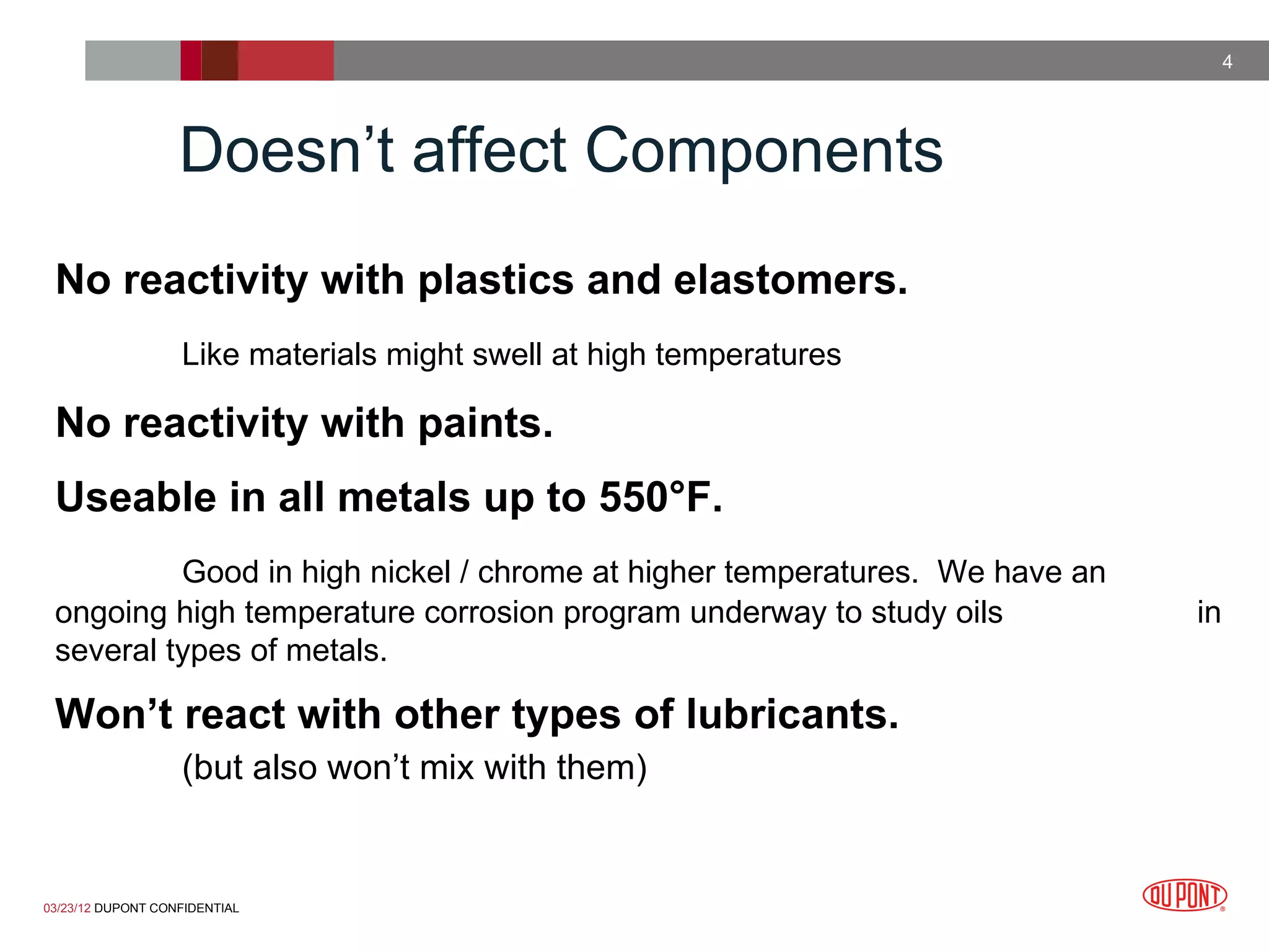 DuPont™ Krytox® Lubricants – Compatibility | PPT