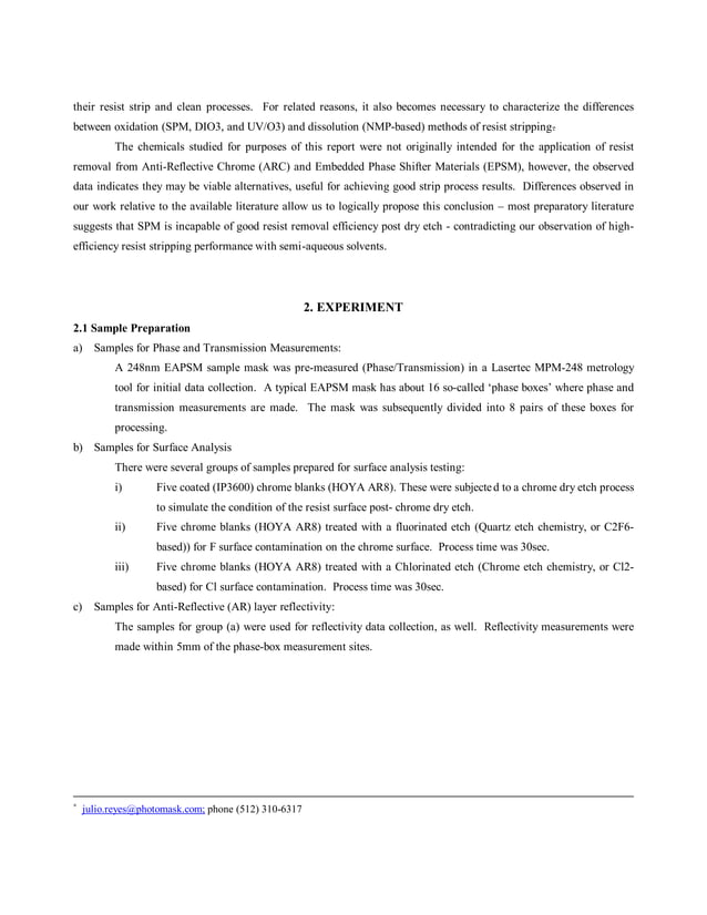 Semi-Aqueous Solvent Applications for 193nm EAPSM Resist Strip | PDF