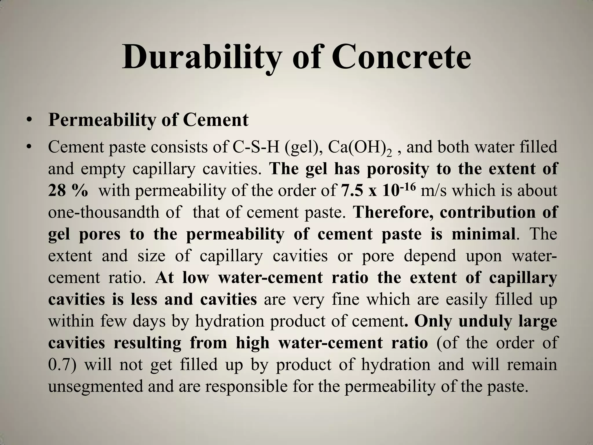 Durability and Permeability of Concrete | PDF