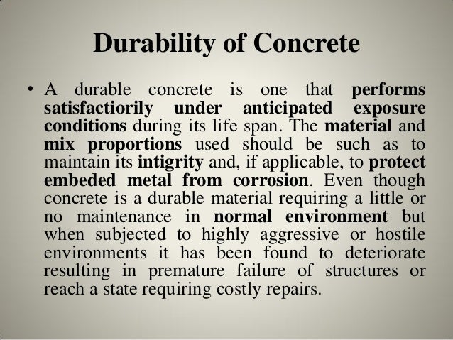 Durability and Permeability of Concrete