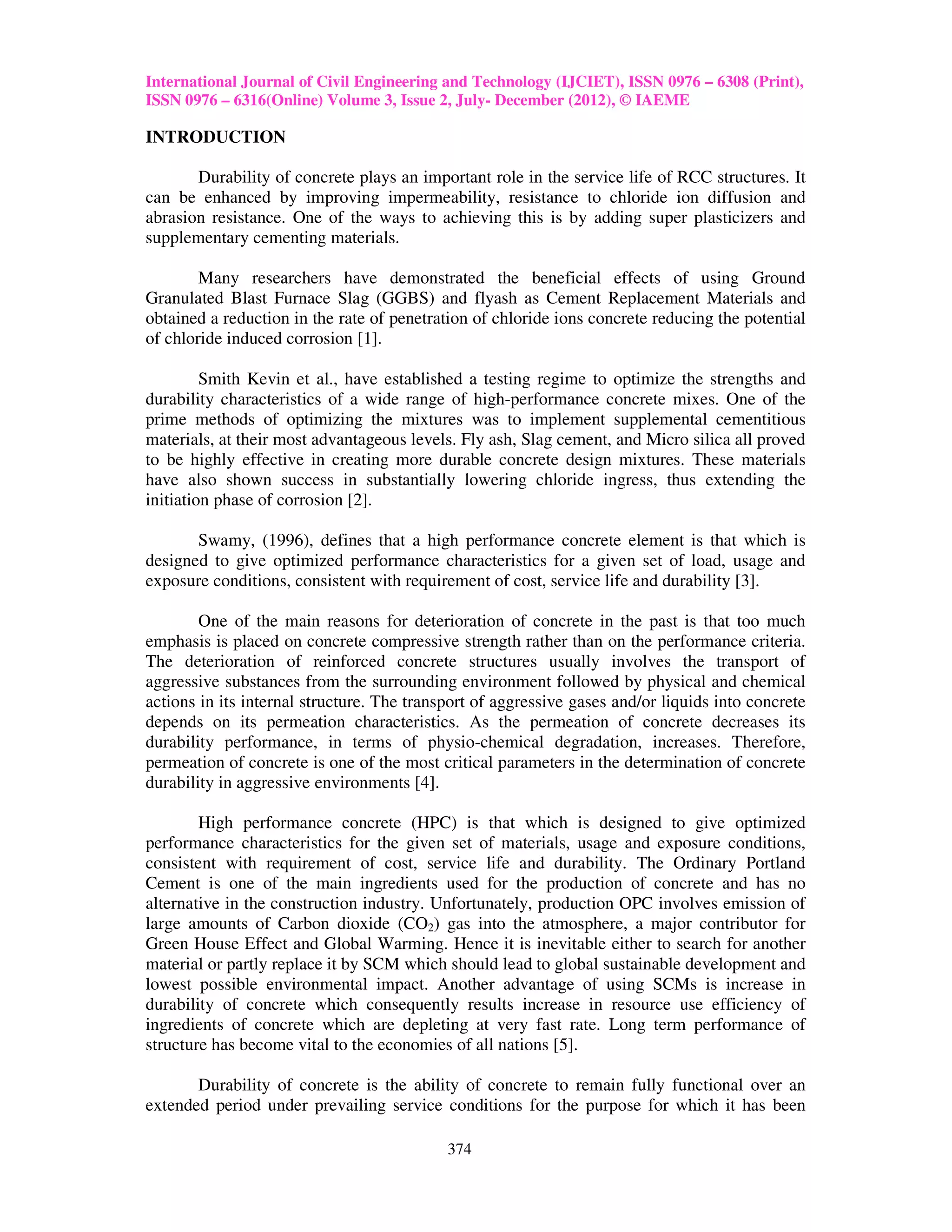 Durability of standard concrete incorporating | PDF