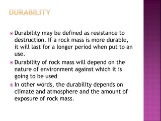 Durability test for rock mass | PPTX