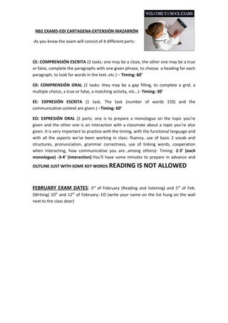 Duración de las pruebas escritasnb2 | PDF