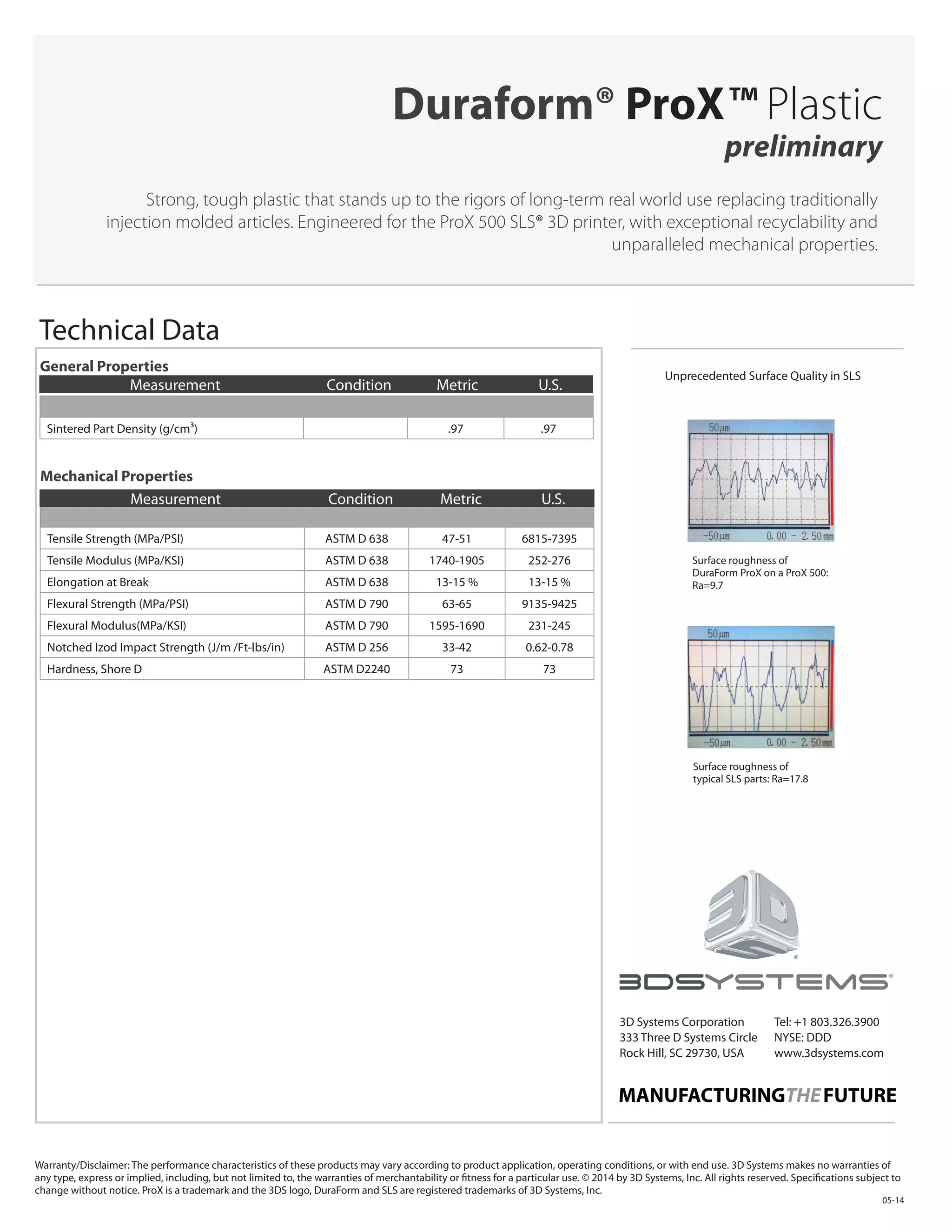 DuraForm ProX Plastic - SLS Systems - Material properties (EN) | PDF