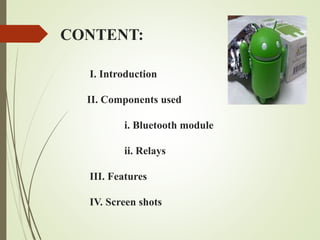 Home automation using android mobiles | PPTX