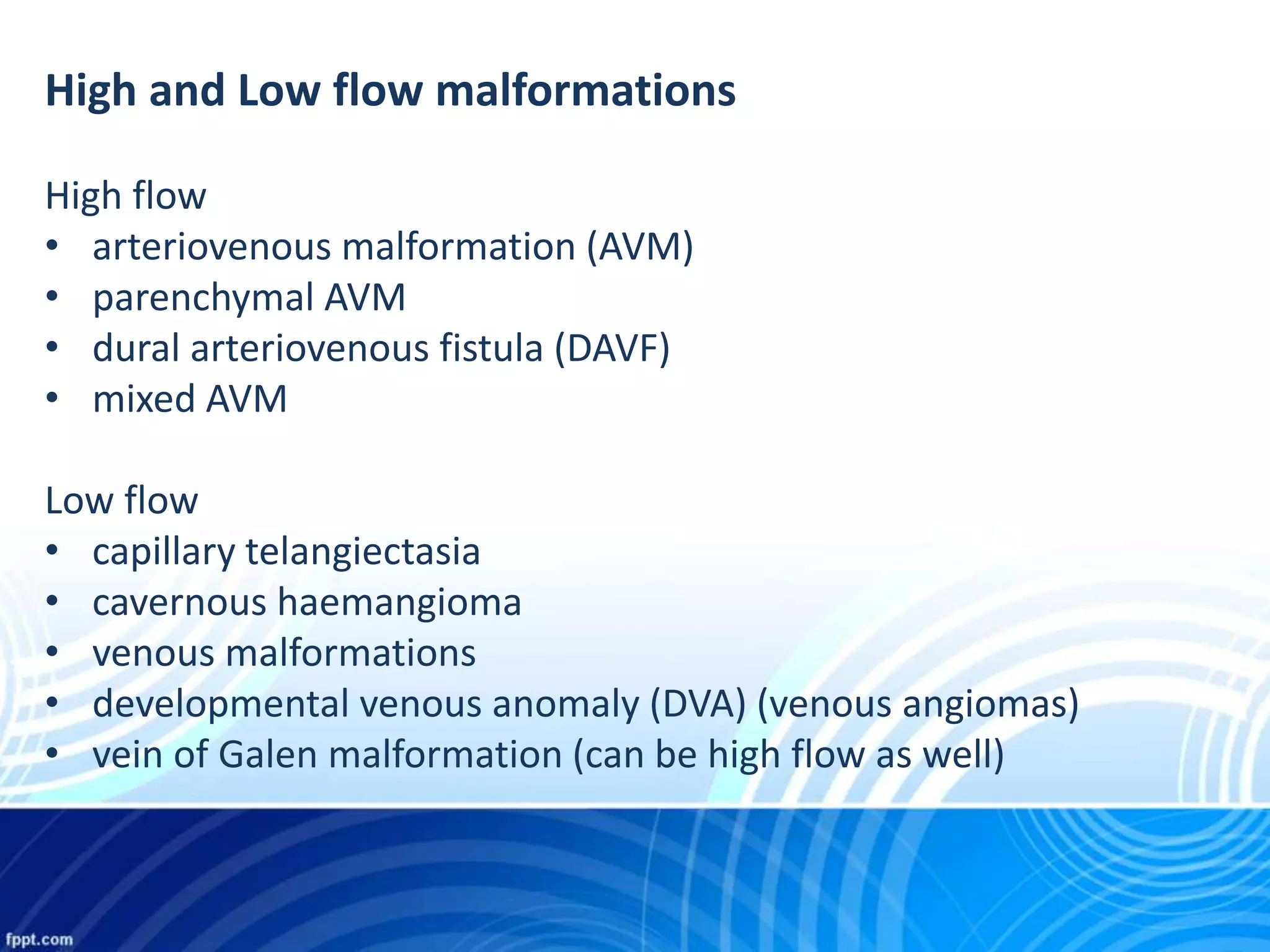 Dural arteriovenous fistula & AVM | PPTX | Blood Disorders | Diseases ...