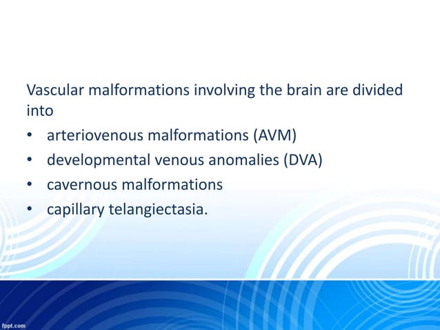 Dural arteriovenous fistula & AVM | PPTX | Blood Disorders | Diseases ...