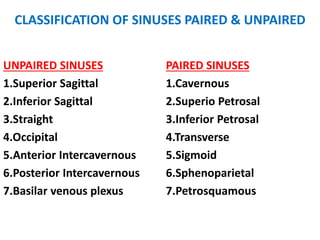 DURAL VENOUS SINUSES WITH CLINICAL ANATOMY 2021 | PPTX | Death, Injury ...