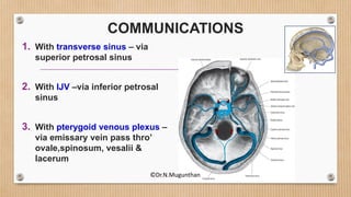 Dural venous sinuses & cavernous sinus - Dr.N.Mugunthan. | PDF