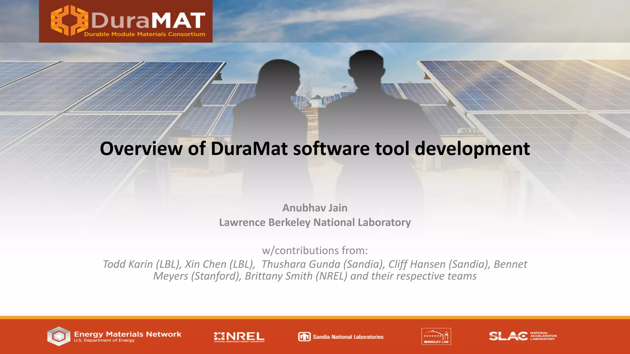 Overview of DuraMat software tool development | PPT