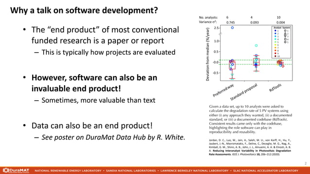 Overview of DuraMat software tool development | PPT